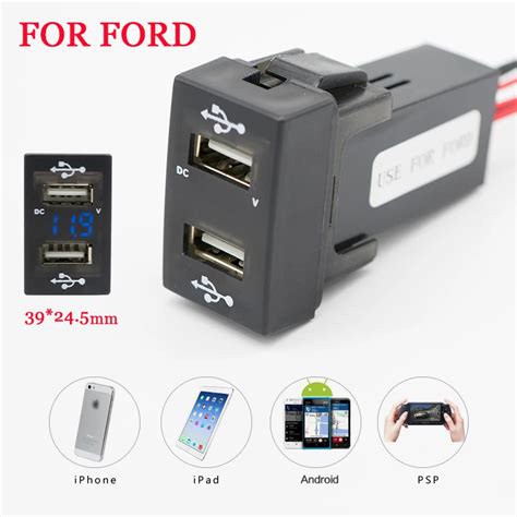 Dual Usb Port Charging Dashboard Mount Car Panel V A A Usb Charger And Voltage Meter