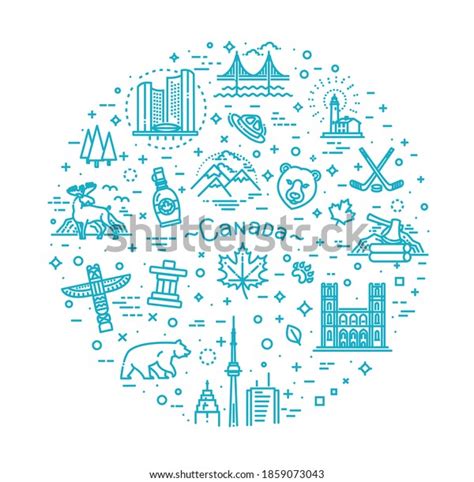 Travel Canada Traditional Objects Vector Illustration Stock Vector