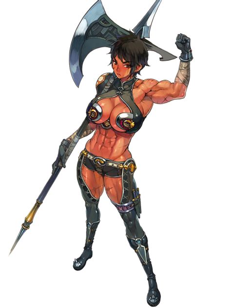 F S Original 1girl Abs Armor Axe Bandages Barbarian Biceps
