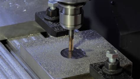 Close Up Automated Cnc Turning Milling Machine Cutting Metal Workpiece Stock Video Video Of