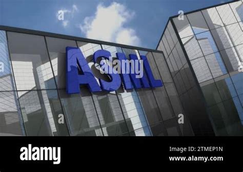 editorial use only 3d animation asml holding n v logo on glass