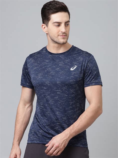 Buy Asics Men Navy Blue Solid Round Neck Ss Running T Shirt Tshirts