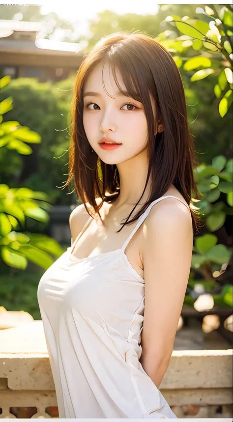 Araffe Asian Woman With A White Dress Posing For A Picture、short