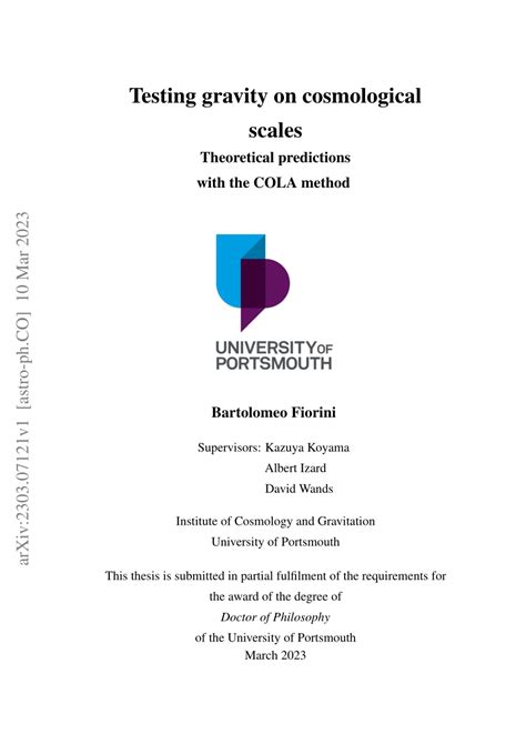 Pdf Testing Gravity On Cosmological Scales Theoretical Predictions With The Cola Method