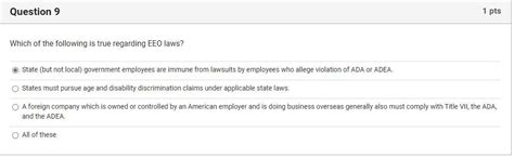 Solved Which Of The Following Is True Regarding Eeo Laws