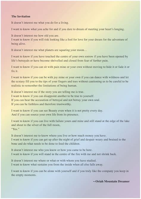 Pin By Jennifer Capps Ncaf On Quotes The Invitation Poem