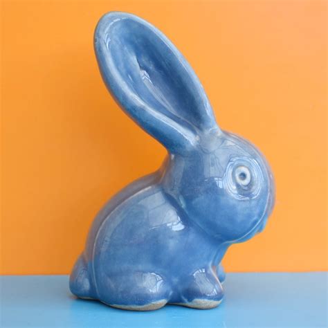 Vintage 1930s Rare Tiny Medium Bourne Denby Rabbits Blue