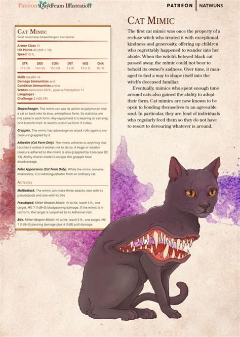 Cat Mimic Dnd Dragons Dnd Character Sheet Dnd Monsters