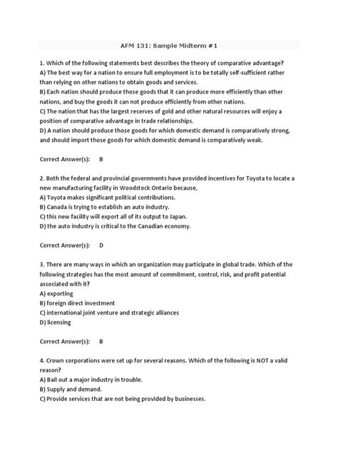 Afm 131 Midterm 1 Prof Bob Sproule Unknown Year Pdf Government
