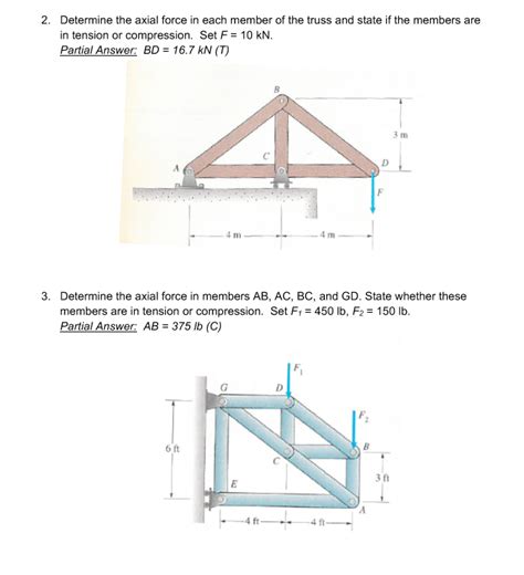 Solved 2 Determine The Axial Force In Each Member Of The