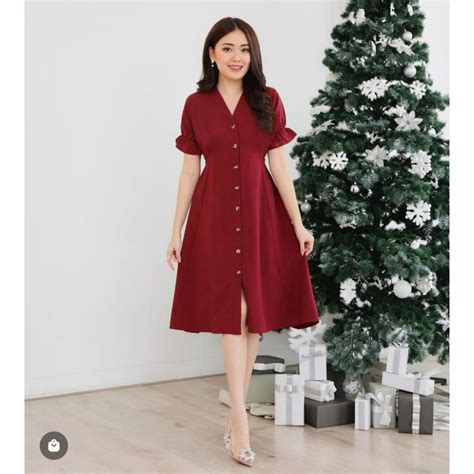 Jual Toply Shop Cod Dres Wilona Cey Crinkle Premium Dres Lengan Pendek Full Kancing Dres