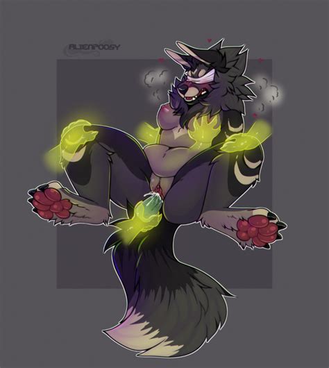 Rule 34 4 Toes Alienpoosy Anthro Black Nose Blindfold Blush Bodily Fluids Breast Grab Breasts