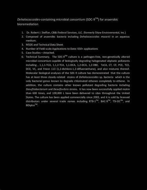 Pdf Dehalococcoides Sdc 9tm For Anaerobic California