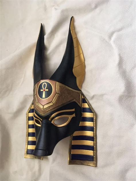 Máscara De Cuero De Chacal Egipcio Anubis Hecha A Pedido Traje De Mascarada Del Inframundo