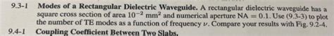 Solved 93 1 Modes Of A Rectangular Dielectric Waveguide A