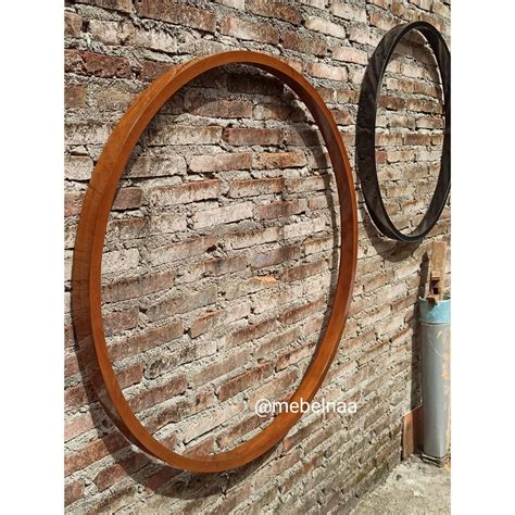 Jual F100 Frame Cermin Bulat Kayu Jati Shopee Indonesia