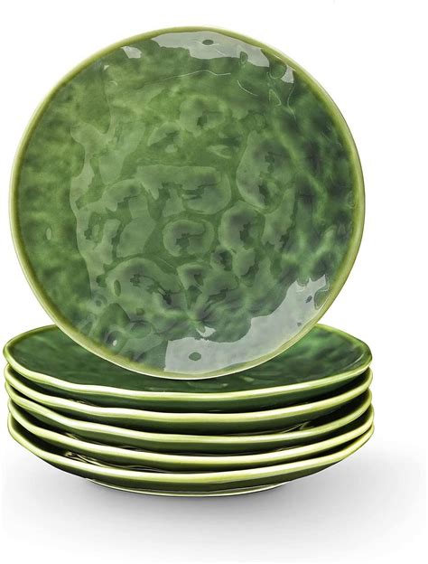 Ceramic Dessert Plates Set Of 6 Porcelain Round Salad Plates 20cm