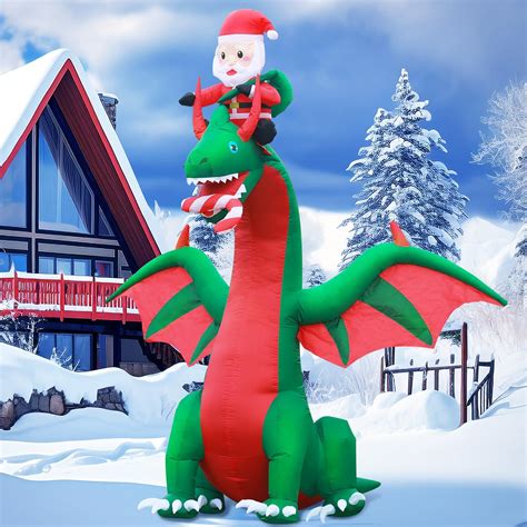 8ft Christmas Inflatables Dragon Santa Claus Ride Dragon