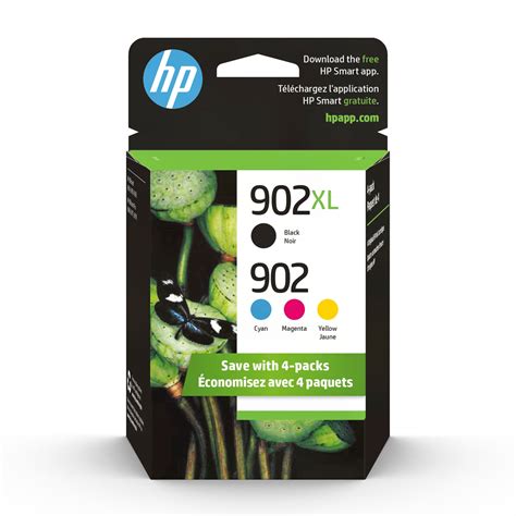 Hp 902xl High Yield And 902 Multicolor Prints 4 Pack Original Ink Cartridges Home Use