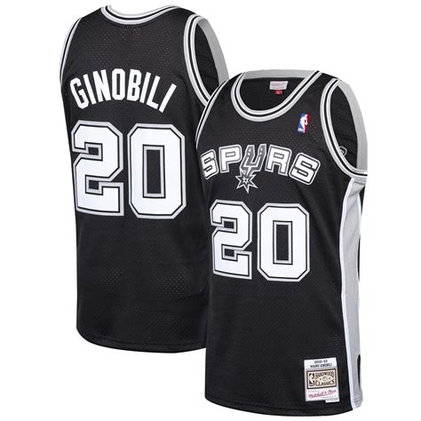 San Antonio Spurs Mitchell And Ness Hardwood Classics Road Swingman Jersey Manu Ginobili Mens