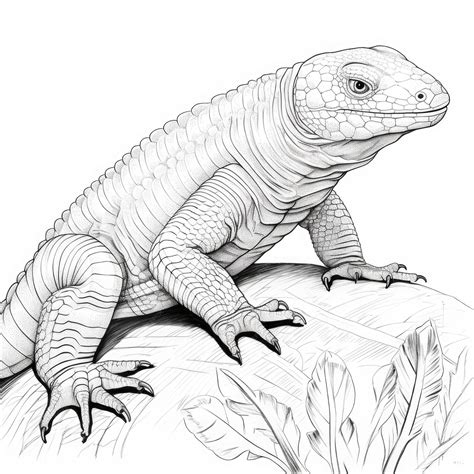 Premium Photo Black And White Coloring Picture Of A Tegu