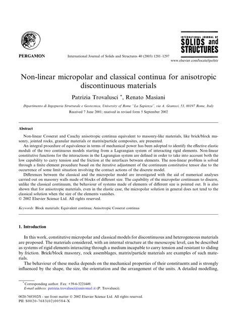 Pdf Non Linear Micropolar And Classical Continua For Anisotropic