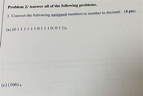 Solved Problem 2 Answer All Of The Following Problems 1