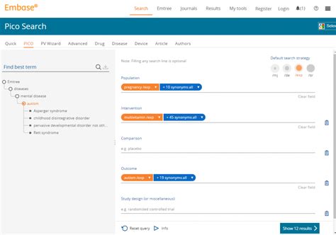 Embases Intuitive Pico Search Tool Becker Medical Library