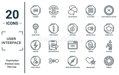 Terface Linear Icon Set Stock Vector Illustration Of Star Event 207071255