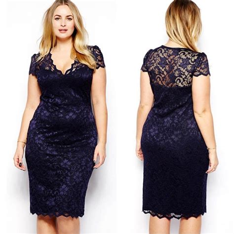 Plus Size Dress V Neck Short Sleeve Casual Lace Dresses M~3xl Shopee