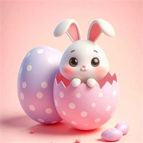 Premium Photo Cute Fluffy Easter Rabbit Hatching From An Easter Egg
