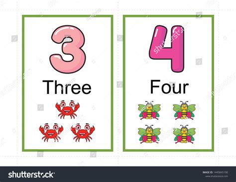 Vektor Stok Printable Number Flashcards Teaching Number Flashcards