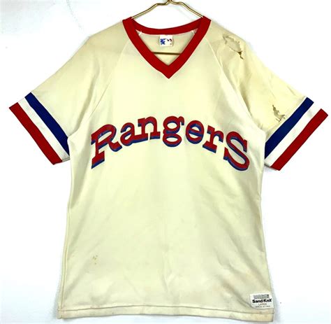 Vintage Texas Rangers Medalist Sand Knit Jersey Large Mlb Baseball Made
