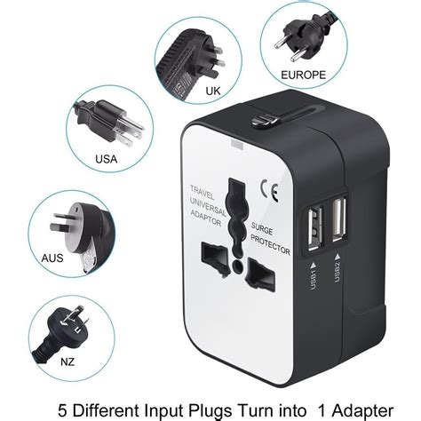 5 In 1 Travel Plug Adapter Global Universal Conversion Socket Travel Adapter With Surge