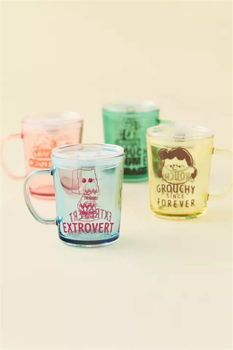 Peanuts Snoopy Graphic Glass Travel Mug Urban Outfitters