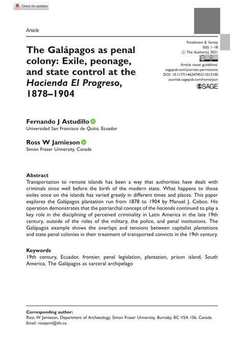 Pdf The Galápagos As Penal Colony Exile Peonage And State Control