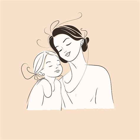 Mujer Y Sus Hijos Vector Premium