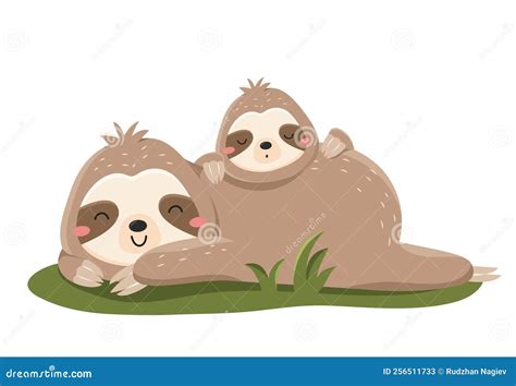 Funny Cute Sloth Stock Vector Illustration Of Happy 256511733