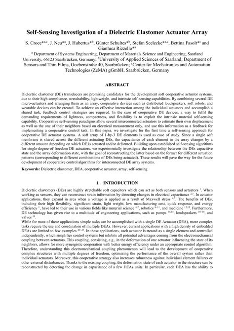 Pdf Self Sensing Investigation Of A Dielectric Elastomer Actuator Array