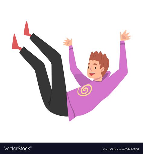 Teenage Boy Floating In Sky Happy Person Vector Image