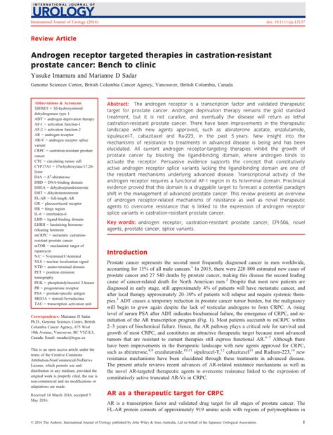 Pdf Androgen Receptor Targeted Therapies In Castration Resistant