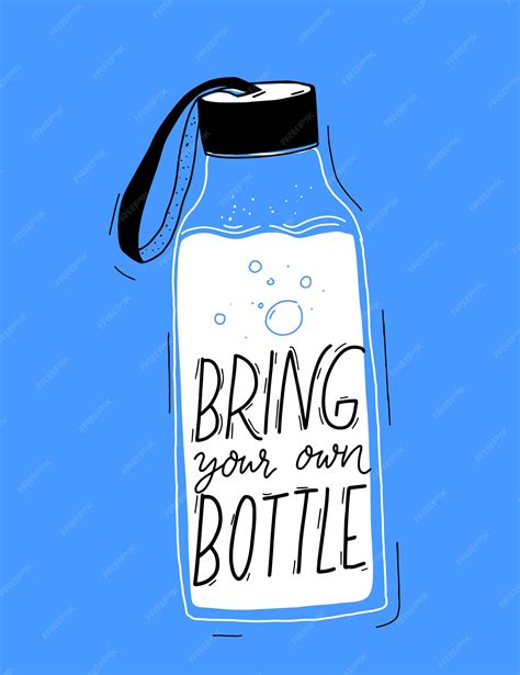 Premium Vector Bring Your Own Bottle Text On Reusable Water Bottle