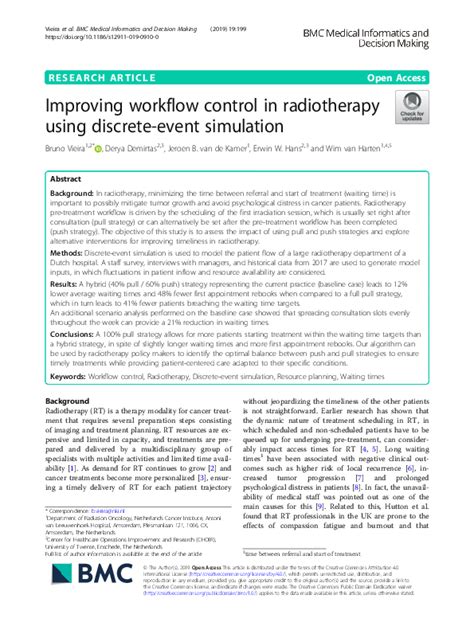 Pdf Improving Workflow Control In Radiotherapy Using Discrete Event