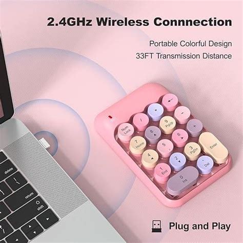 Mowux Wireless Number Pads Cute Colorful Numeric Keypad Numpad