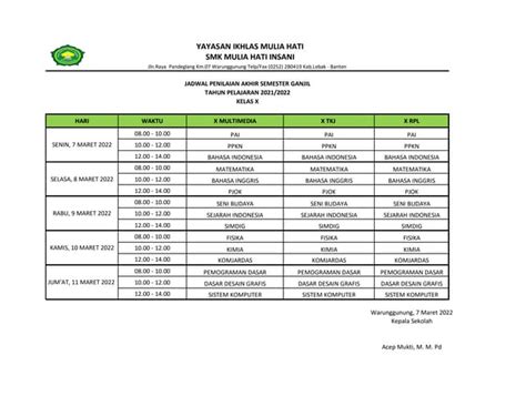 Jadwal Pts 2022pdf Education