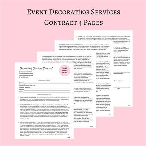 Diy Event Decorating Services Contract Agreement Edİtable Printable