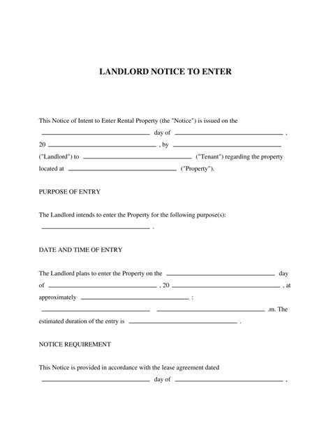 Landlord Notice To Enter Legaltemplates