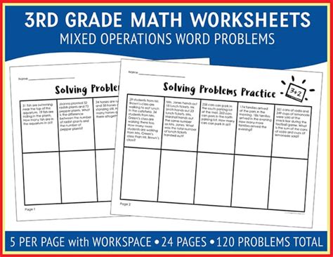 3rd Grade Mixed Operations Word Problems Math Review Problem Solving