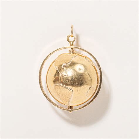 18k Yellow Gold Spinning Globe Pendant