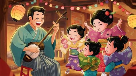 Familia Japonesa Feliz Foto Premium